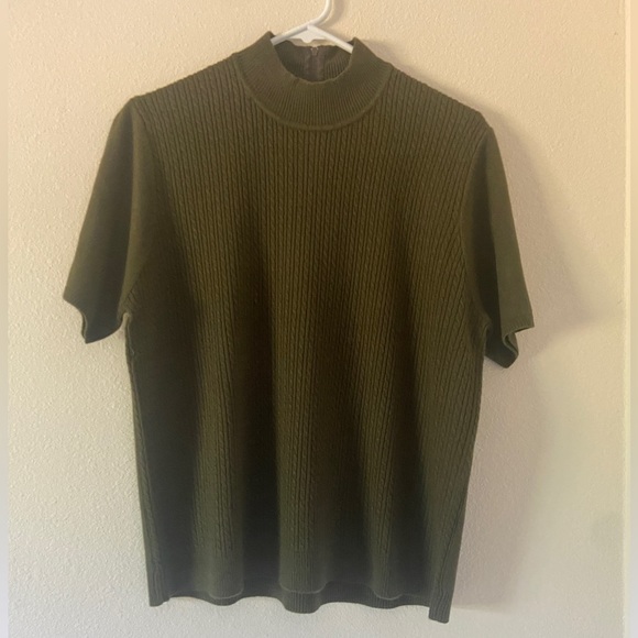 Vintage | Tops | Vintage Koret Army Green Acrylic Ribbed Mock Neck Top ...